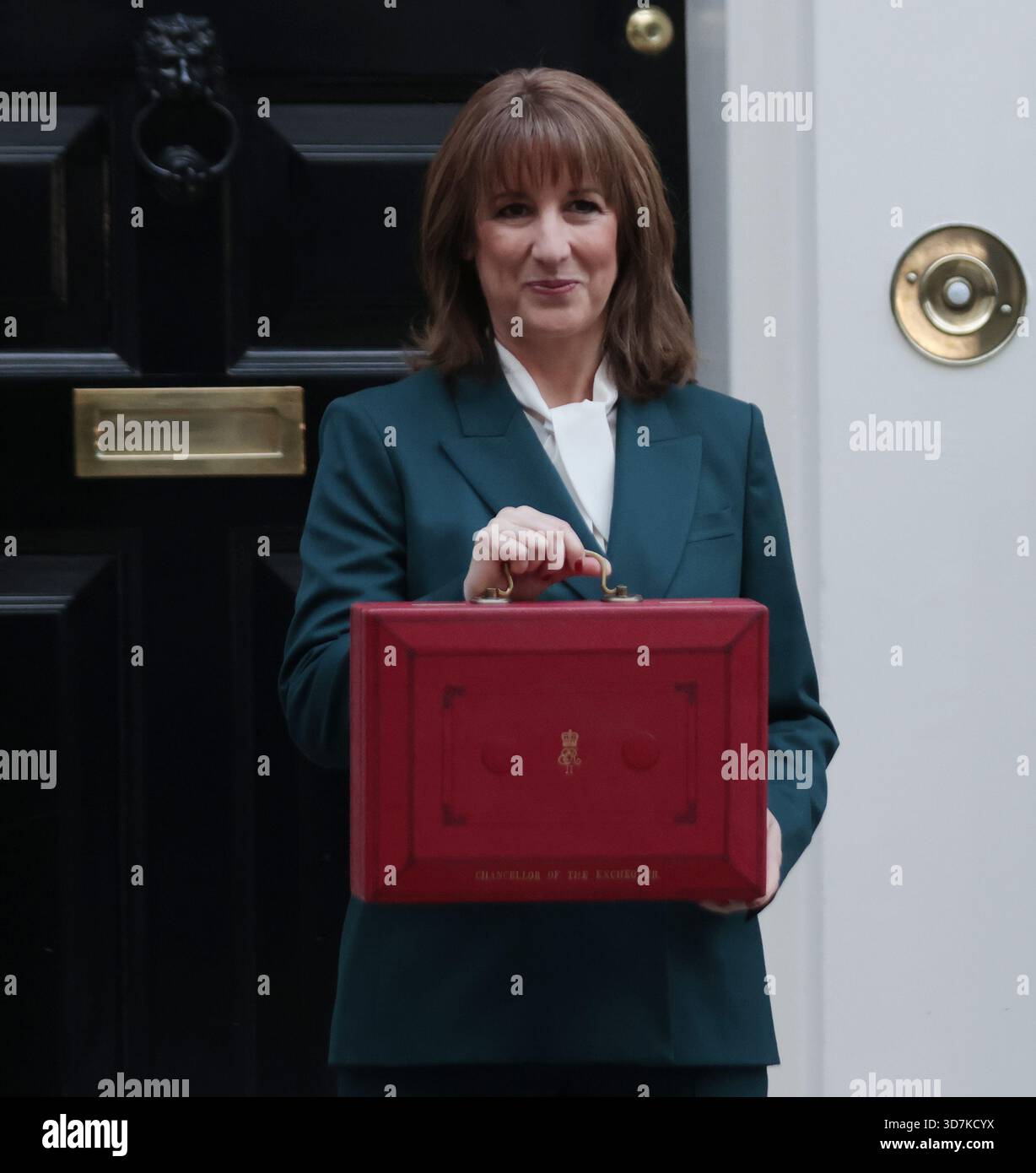 Chancellor of the Exchequer Rachel Reeves holds the Ministerial red box ...
