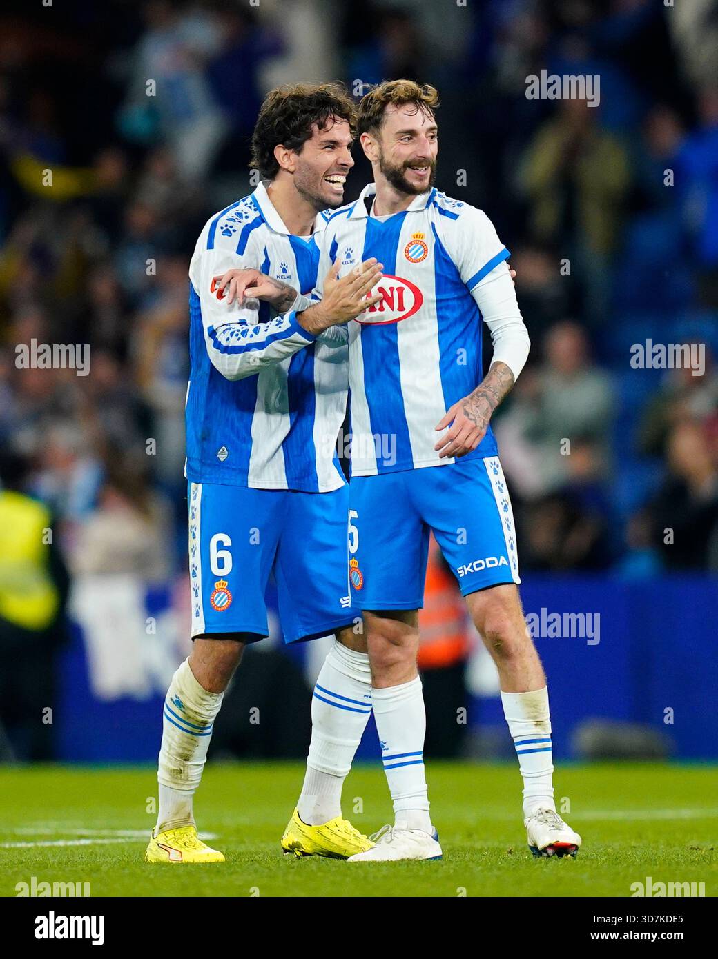 Leandro Cabrera and Fernando Calero of RCD Espanyol during the La Liga ...