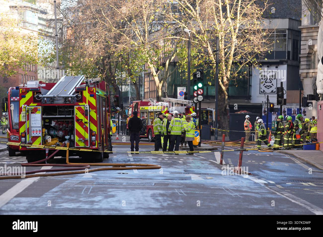 Emergency services at the scene of a fire in an underground tunnel in ...