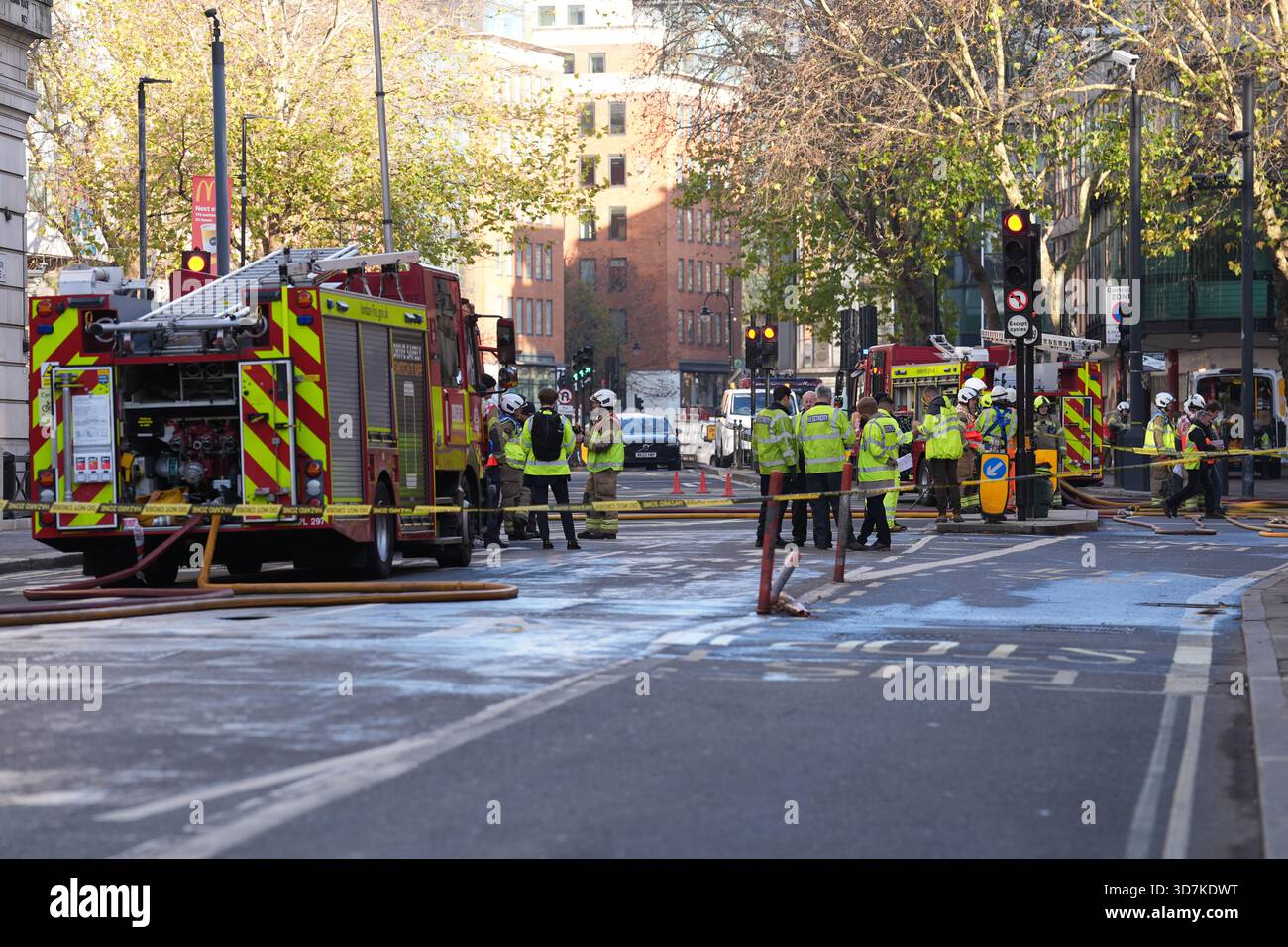 Emergency services at the scene of a fire in an underground tunnel in ...