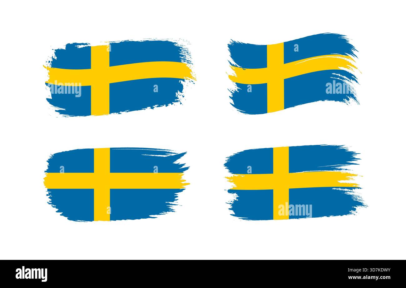 Creative clipart of Sweden flags in the form of brush strokes. The flag ...