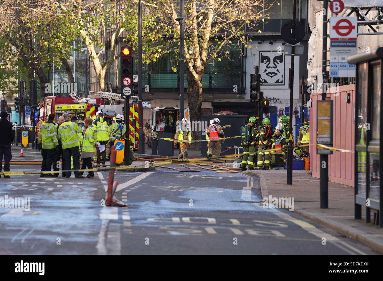 Emergency services at the scene of a fire in an underground tunnel in ...