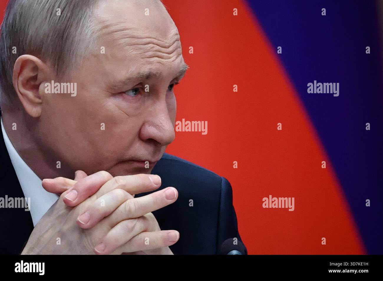 Russian President Vladimir Putin attends a Kyrgyzstan-Russia talks at ...