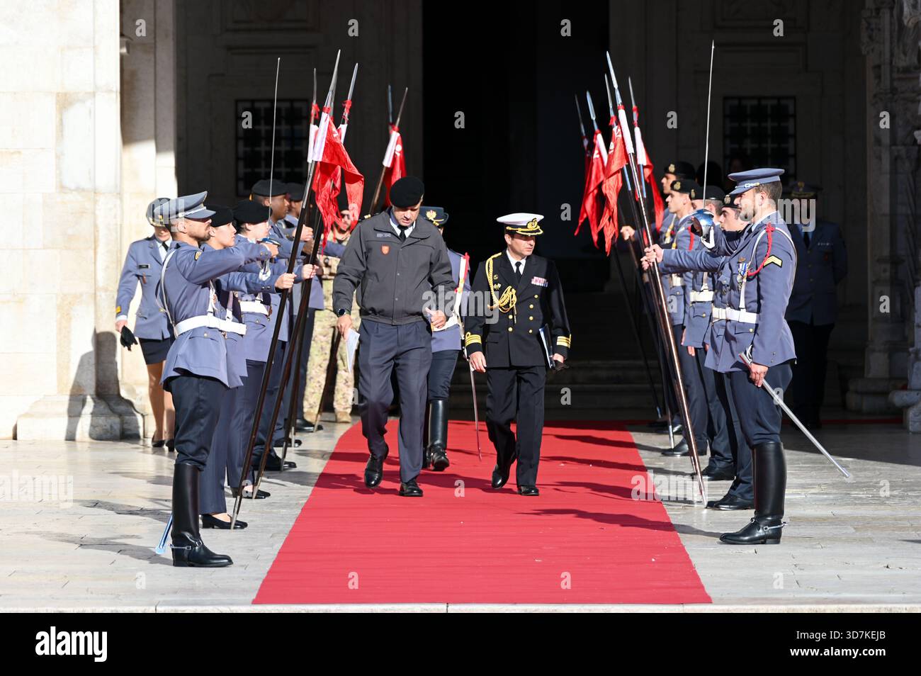 Lisbon, Portugal. 26 November 2025. Honor guard and military troops ...