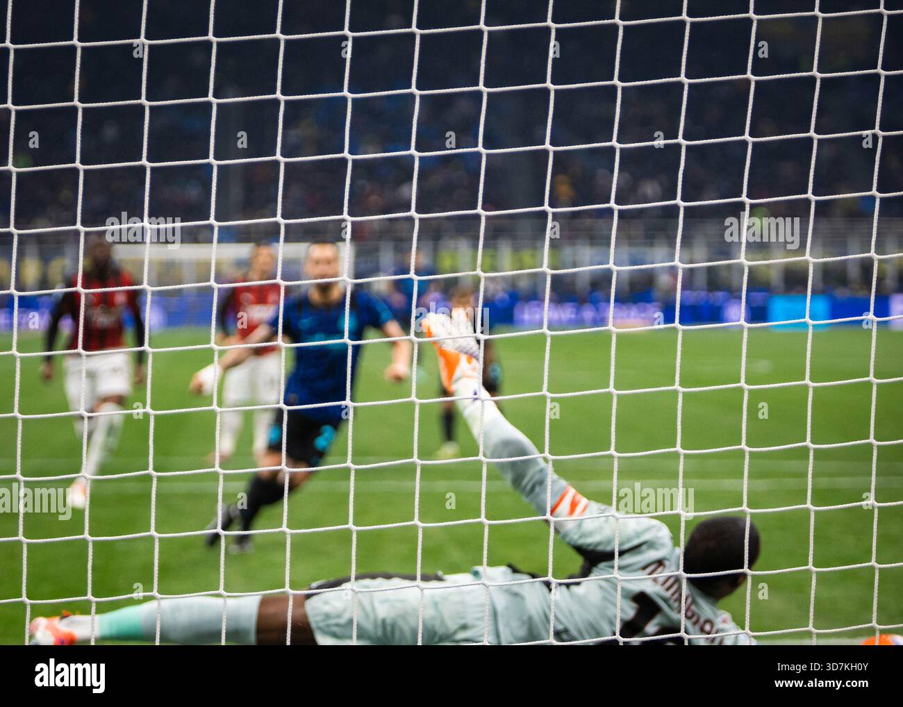Mike Maignan (AC Milan goalkeeper) saving penalty kick towards in ...