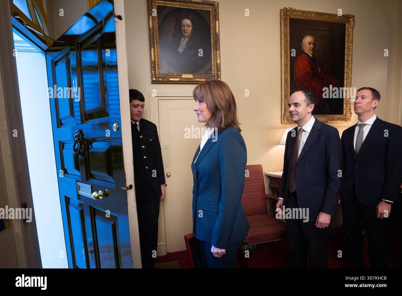 Britain's Chancellor of the Exchequer Rachel Reeves, followed by ...