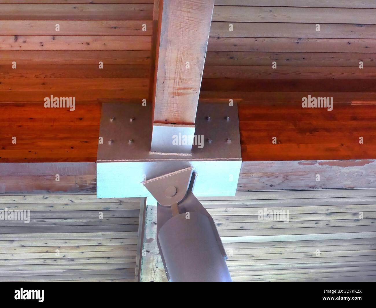 Engineering construction detail. Close-up low angle view of a heavy ...