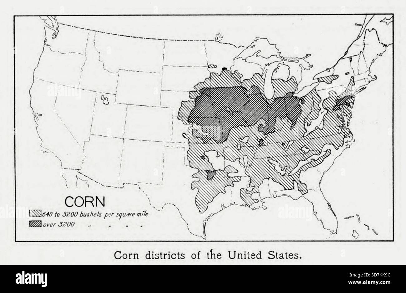 map of the Corn districts of the United States from Foods : or, How the ...
