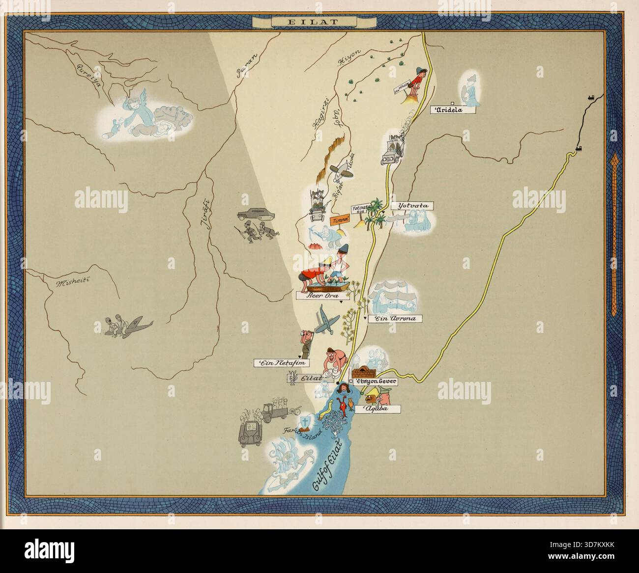 The image is a pictorial map of Eilat from the atlas "Israel in ...