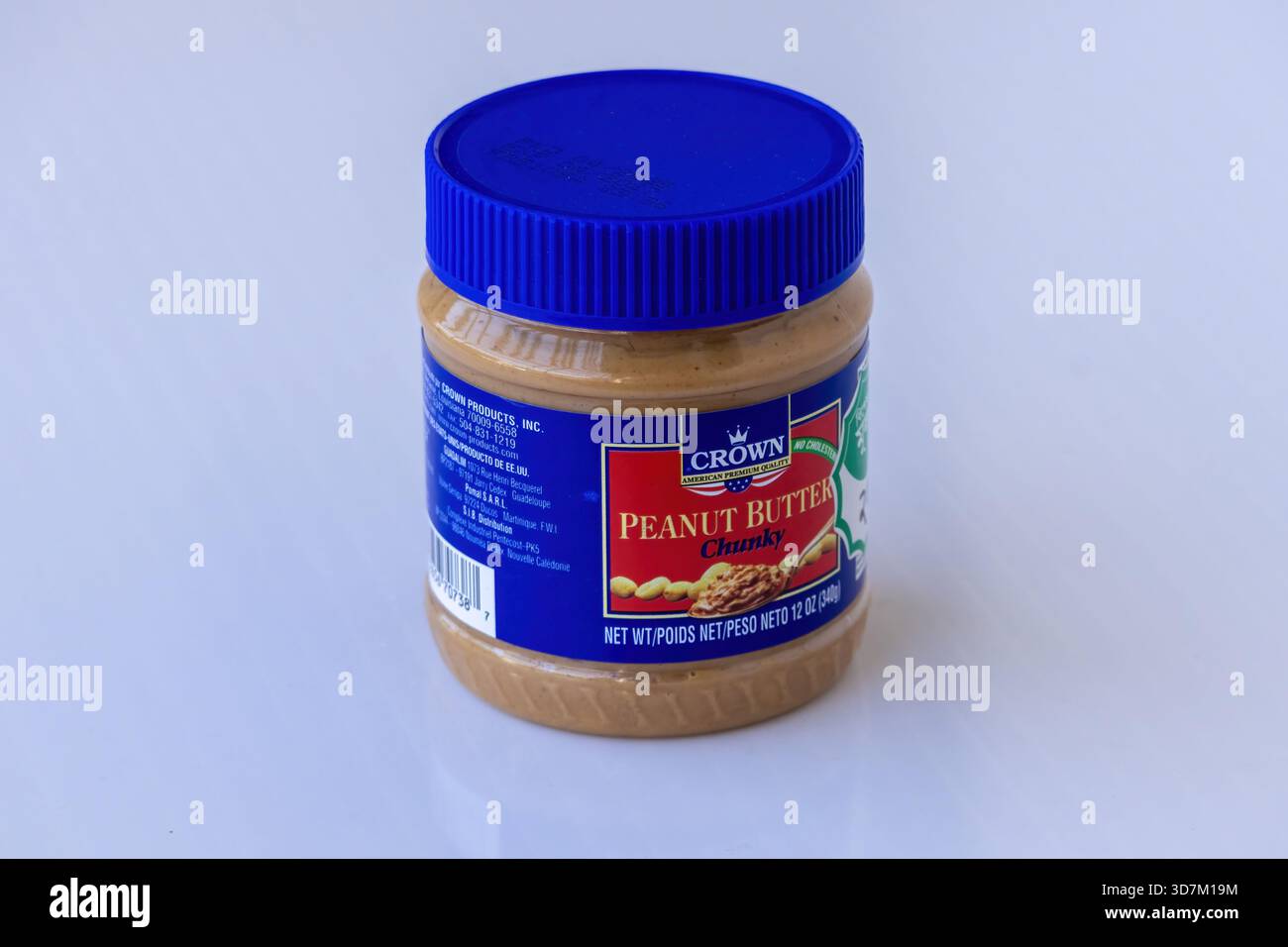 Close-up studio shot of a jar of Crown Peanut Butter Chunky (340g ...