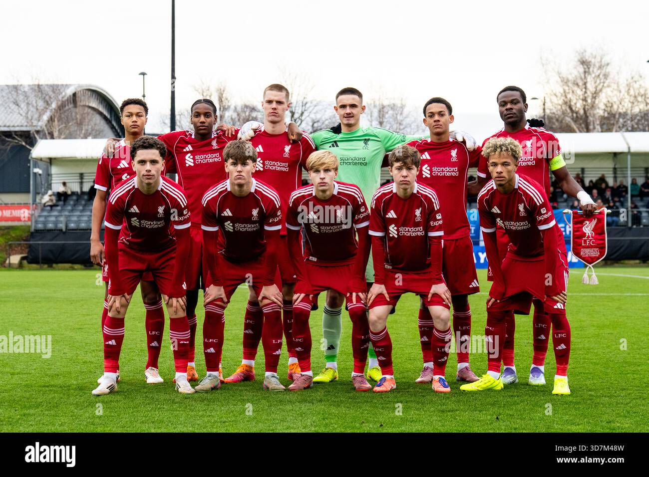KIRKBY, ENGLAND - NOVEMBER 26: The starting eleven of Liverpool U19 ...