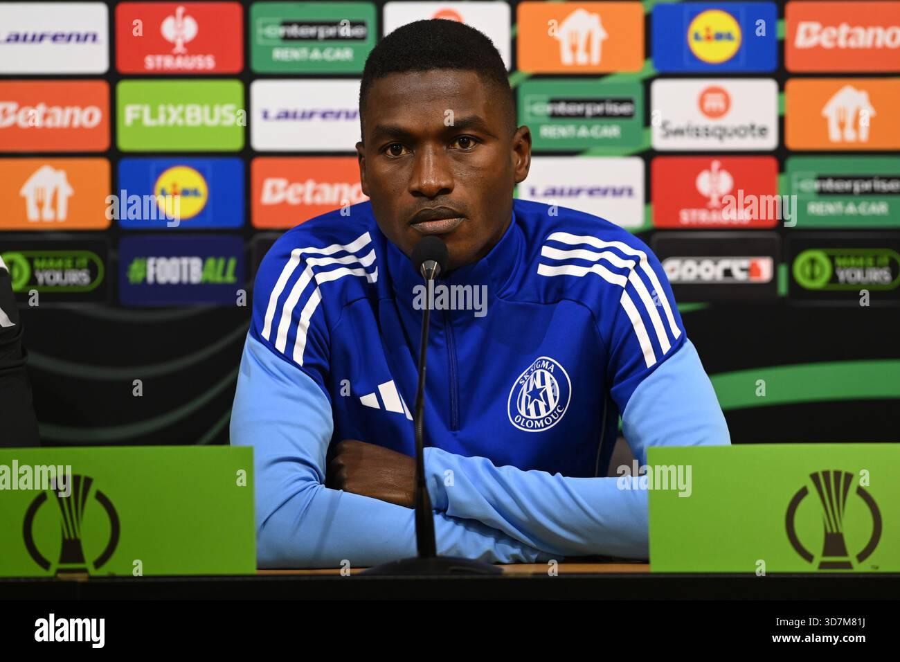 Ghali Ahmad football player of Sigma Olomouc speaks during the press ...