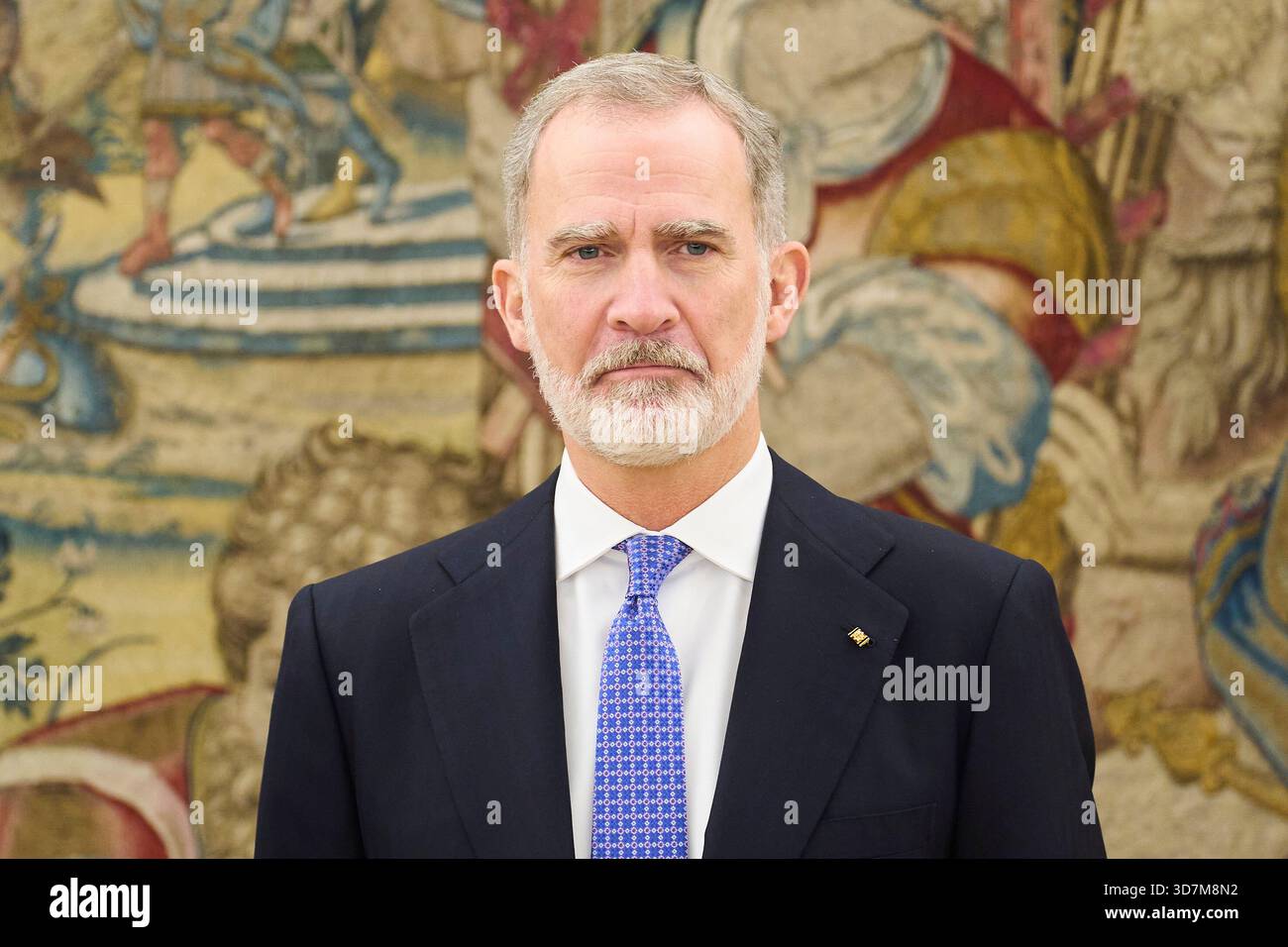 King Felipe VI of Spain attends a meeting at Zarzuela Palace on ...