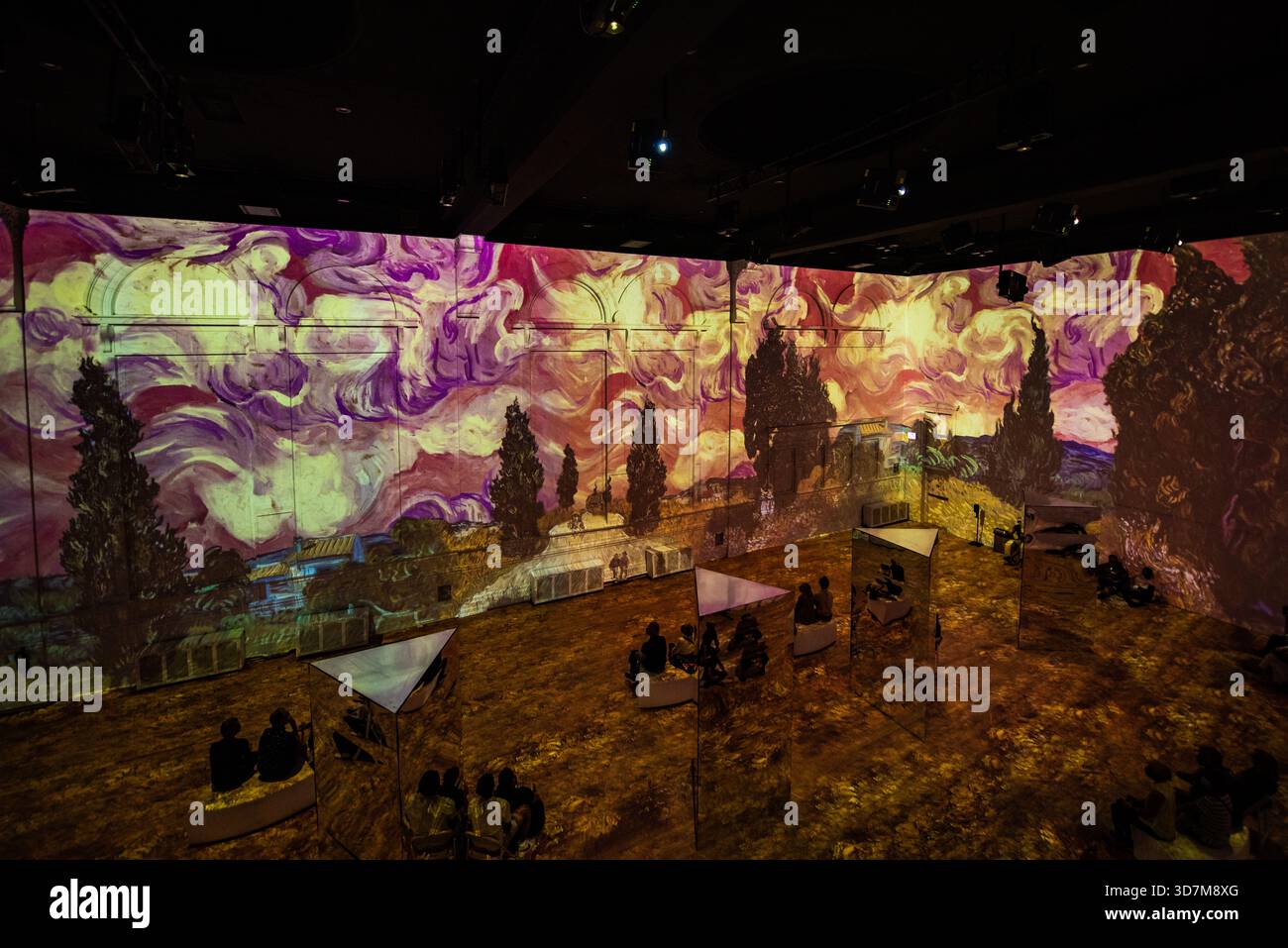 Color view of Immersive Van Gogh exhibition in Chicago — visitors ...