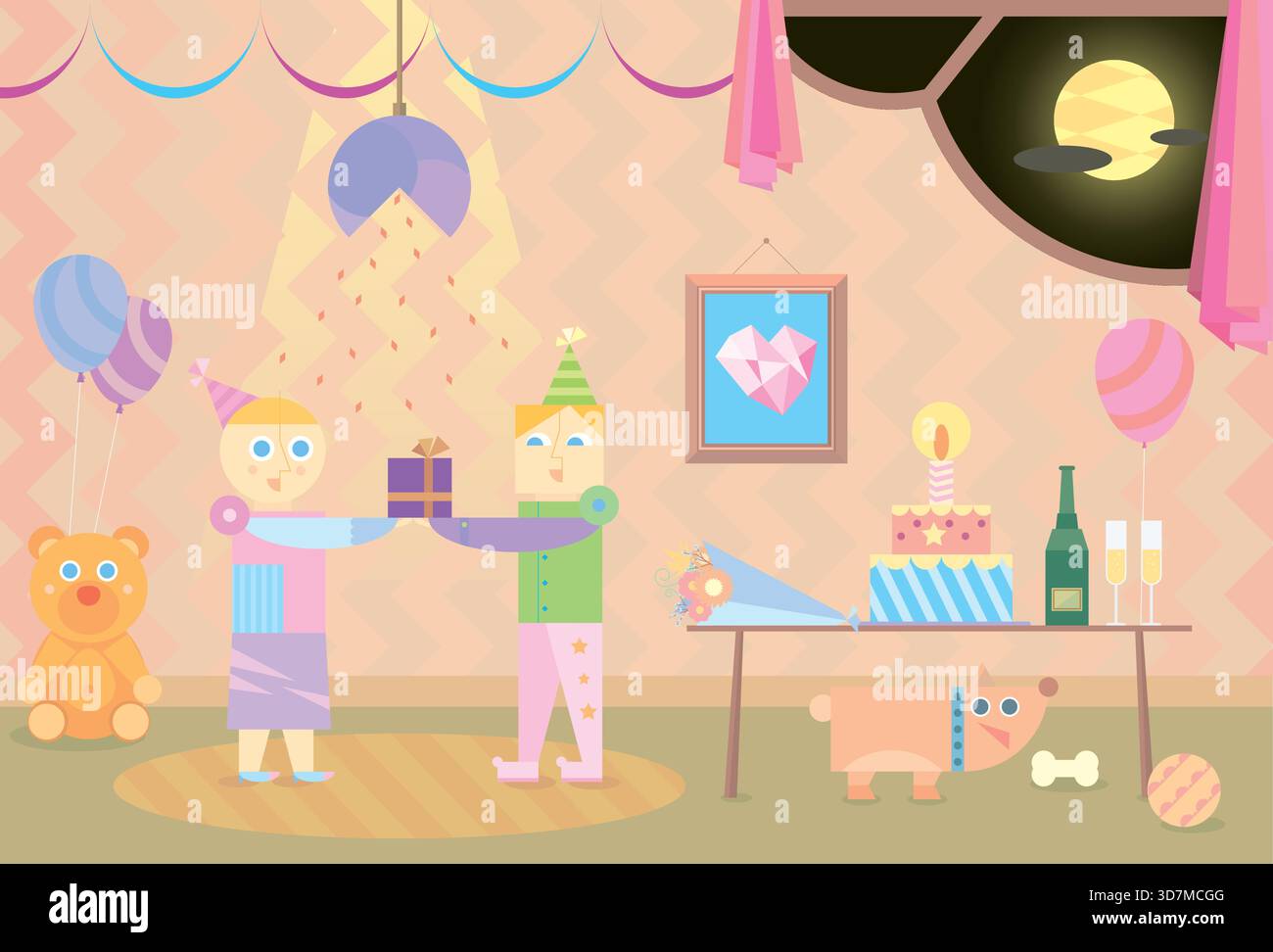 Love birthday night with Lovers happy and fun stock illustration vector ...