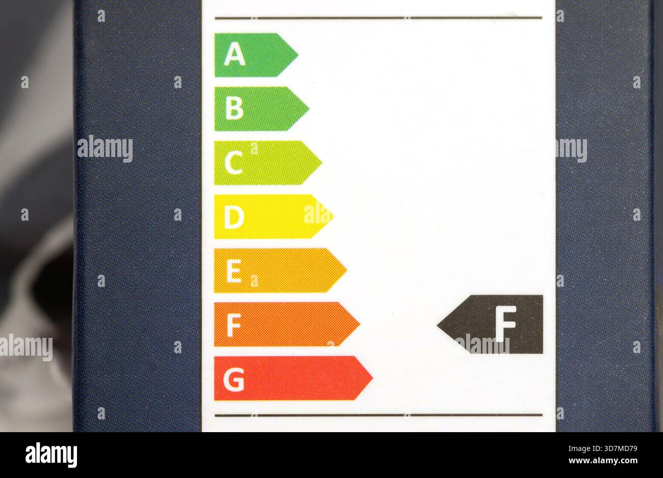 Energy efficiency rating chart on a generic electronic device home ...