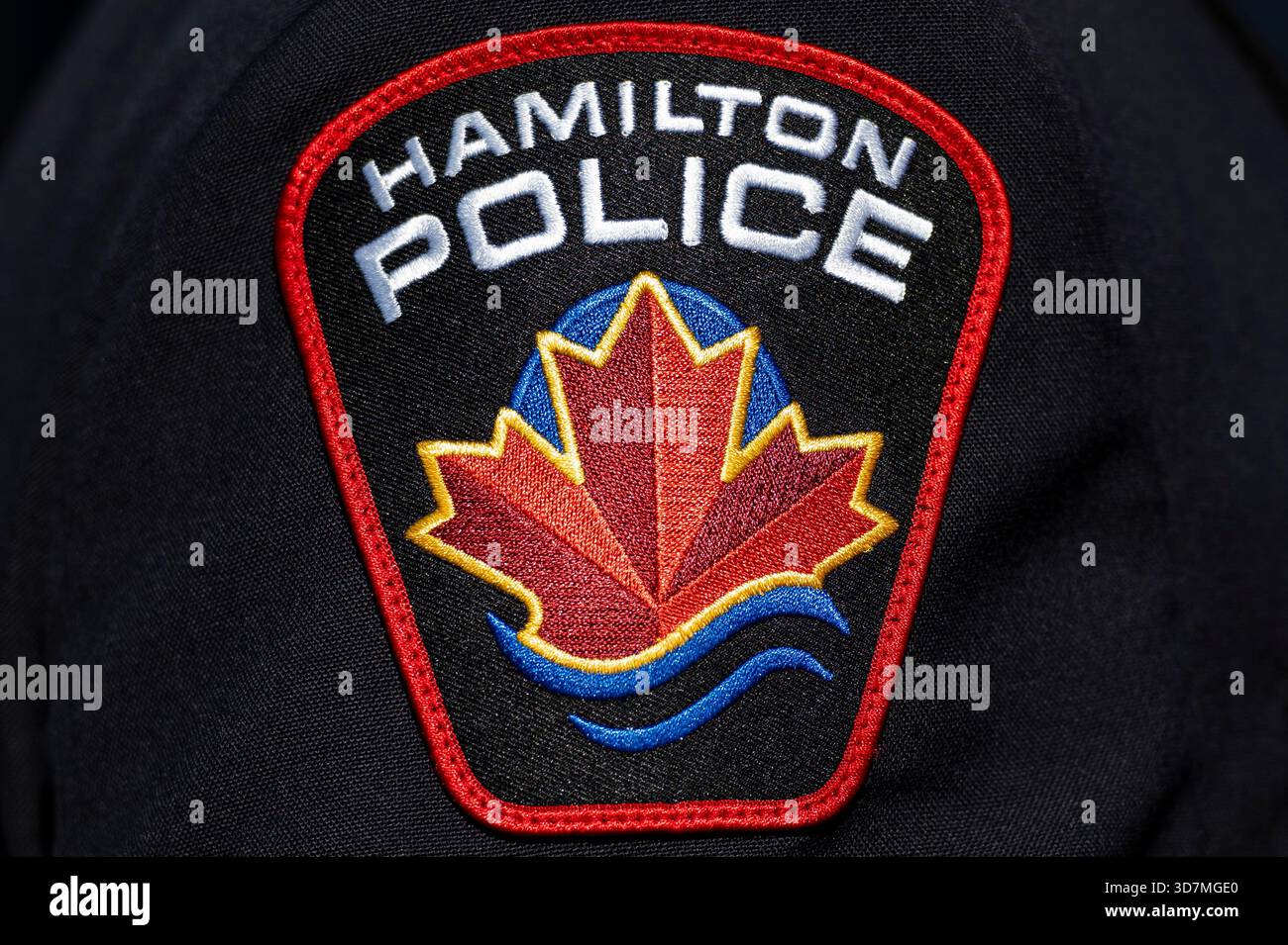 A Hamilton Police Service logo is seen in Ottawa, on Sunday, Sept. 28 ...