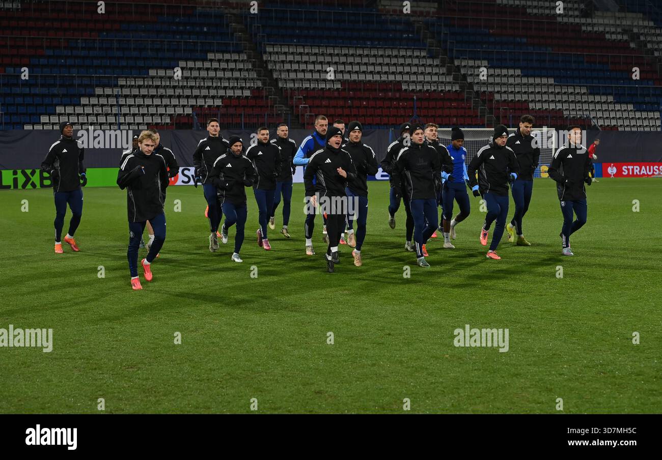 Football players of SK Sigma Olomouc in action during the training ...