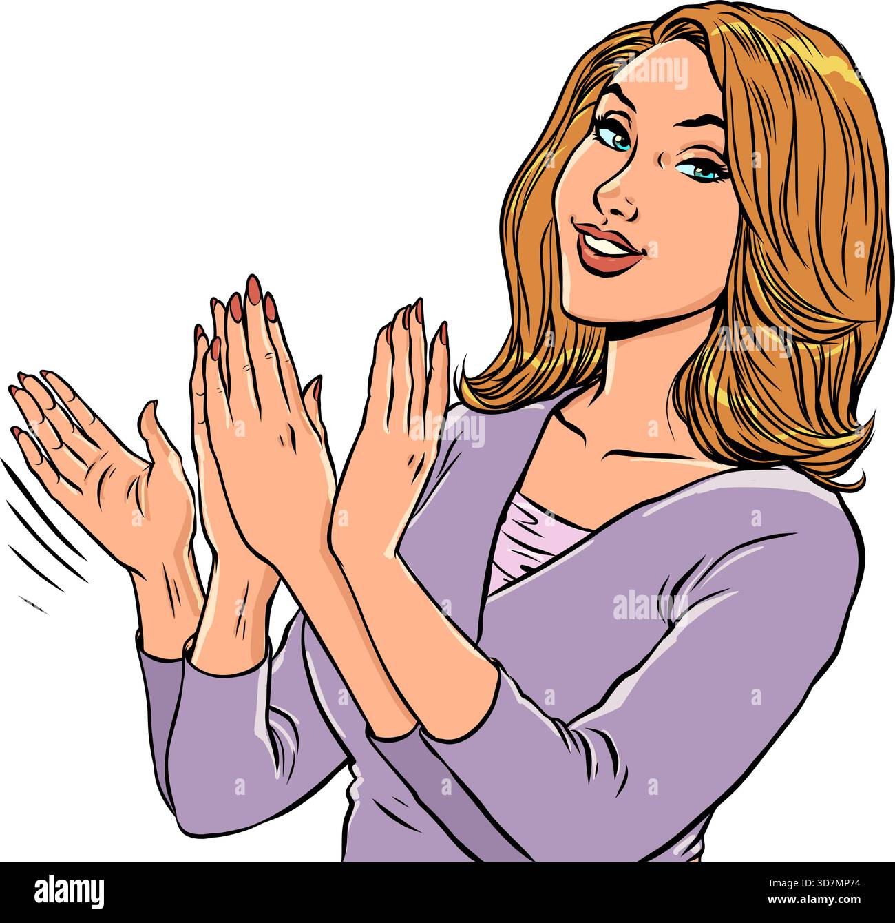 Applauding woman clapping on white Stock Vector Images - Alamy