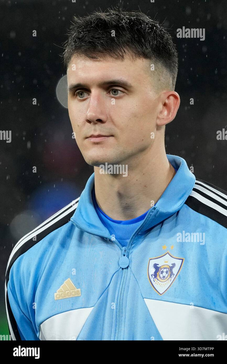Naples, Italy. 25 Nov, 2025. Mateusz Kochalski of Qarabag FK during the UEFA Champions League ...