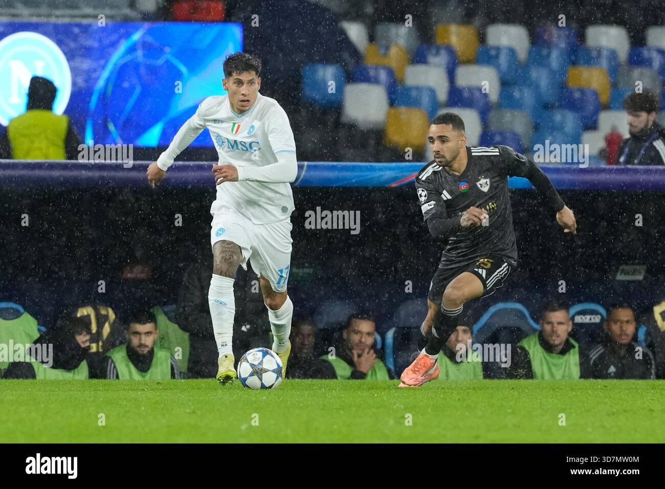 Naples, Italy. 25 Nov, 2025. Leandro Andrade of Qarabag FK competes for ...