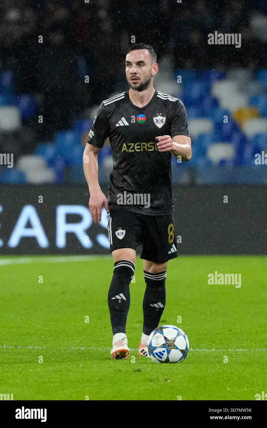 Naples, Italy. 25 Nov, 2025. Marko Jankovic of Qarabag FK during the UEFA Champions League match ...