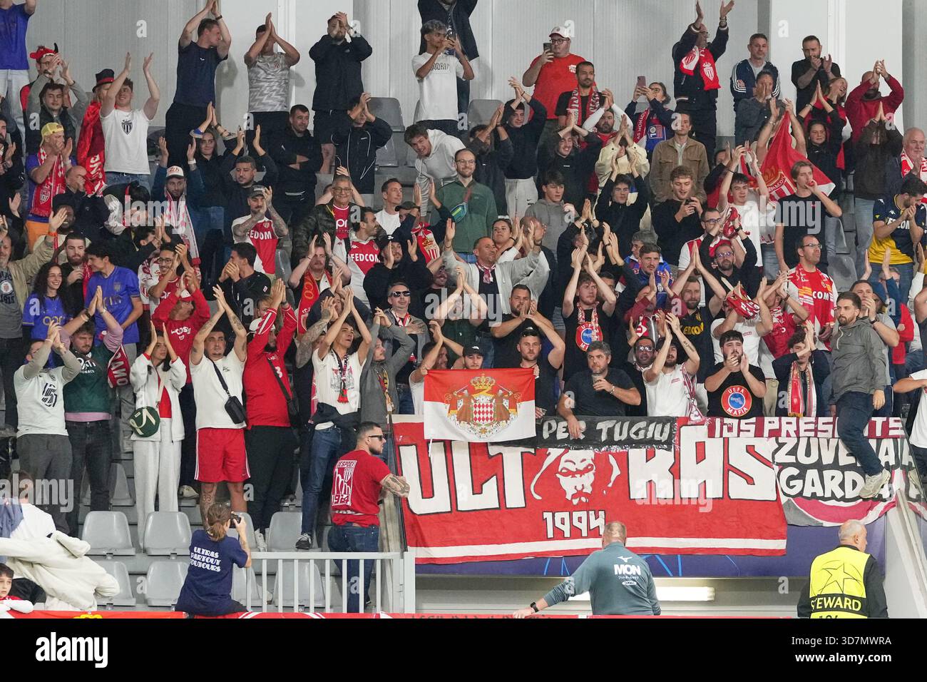 Monaco fans cheer their team ahead of the Champions League opening ...