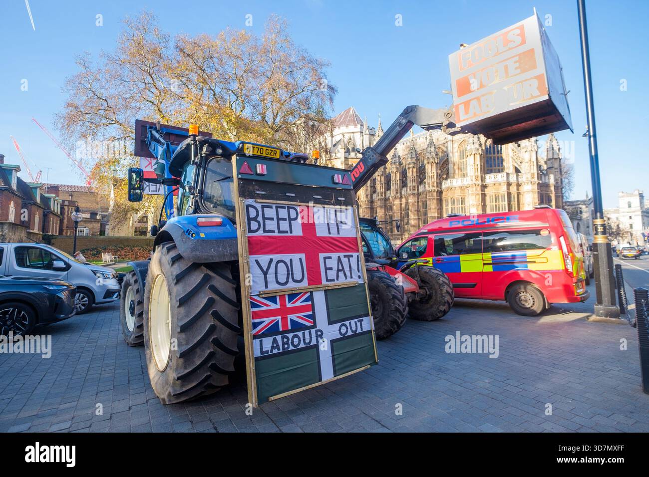 London, UK. 26 Nov 2025. Police banned farmers from bringing tractors ...