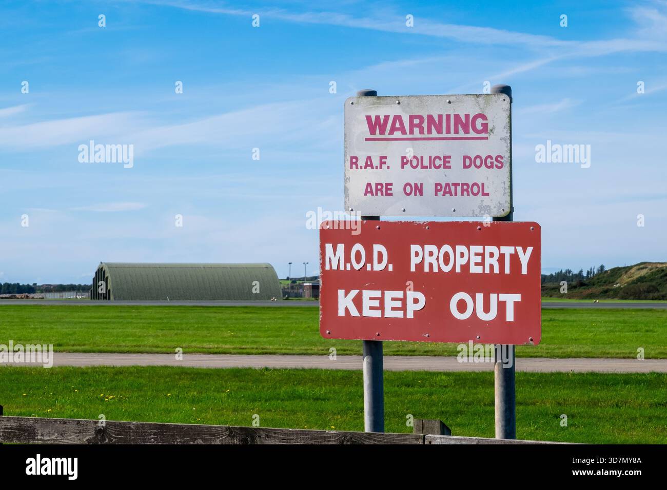Warning signs at RAF Valley Stock Photo - Alamy