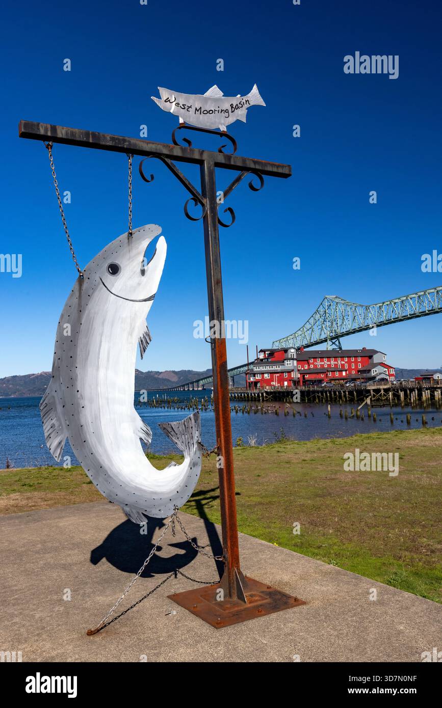 West Mooring Basin sign near the Astoria-Megler Bridge on the Columbia ...