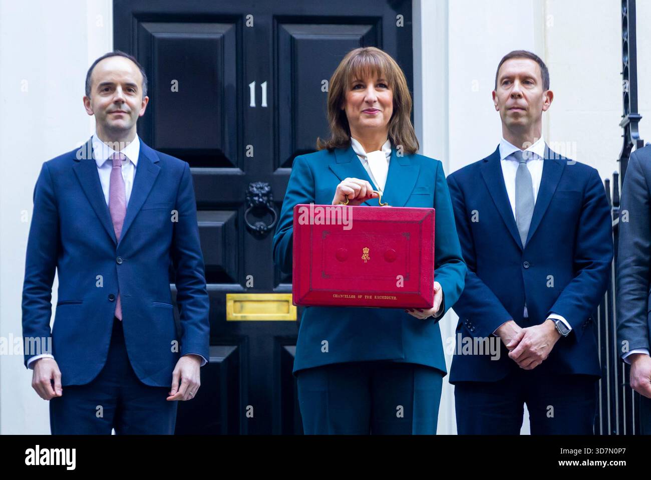 London, UK 26 Nov 2025 Chancellor, Rachel Reeves, at the door of Number ...