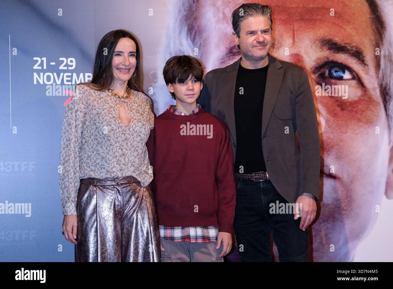 Emanuela Rossi, a guest and Edoardo Pesce attend the 43rd Torino Film ...