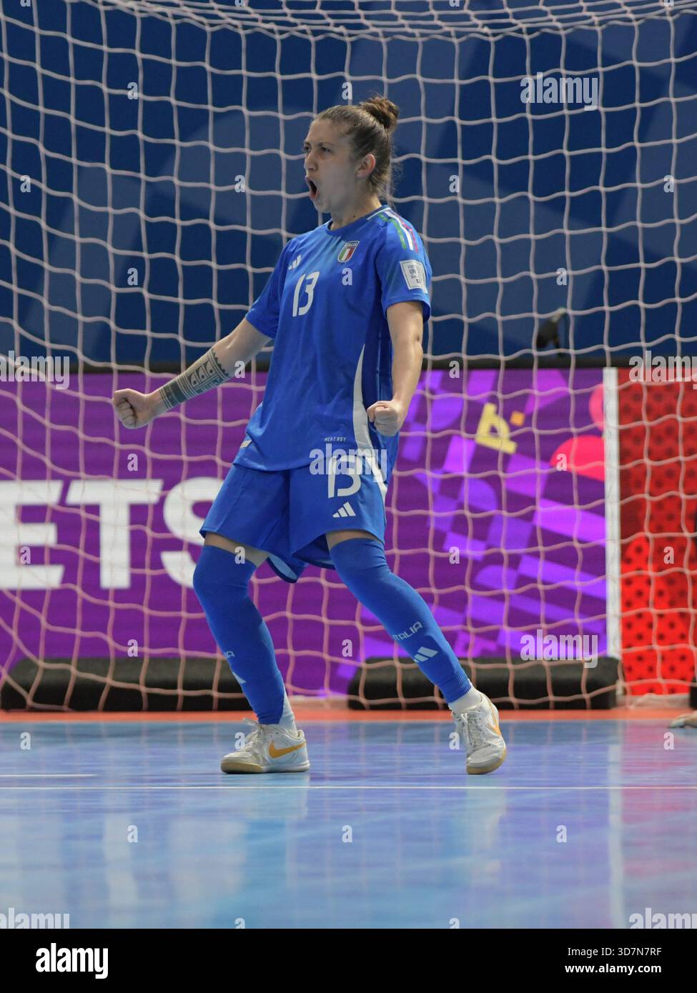 Erika Ferrara of Italy Women Futsal team celebrates after scoring a ...