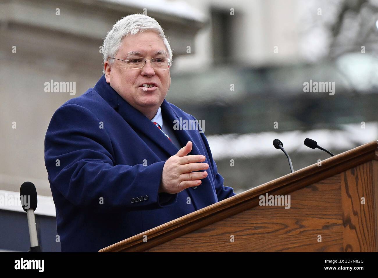 FILE - West Virginia Gov. Patrick Morrisey speaks at the state capitol ...