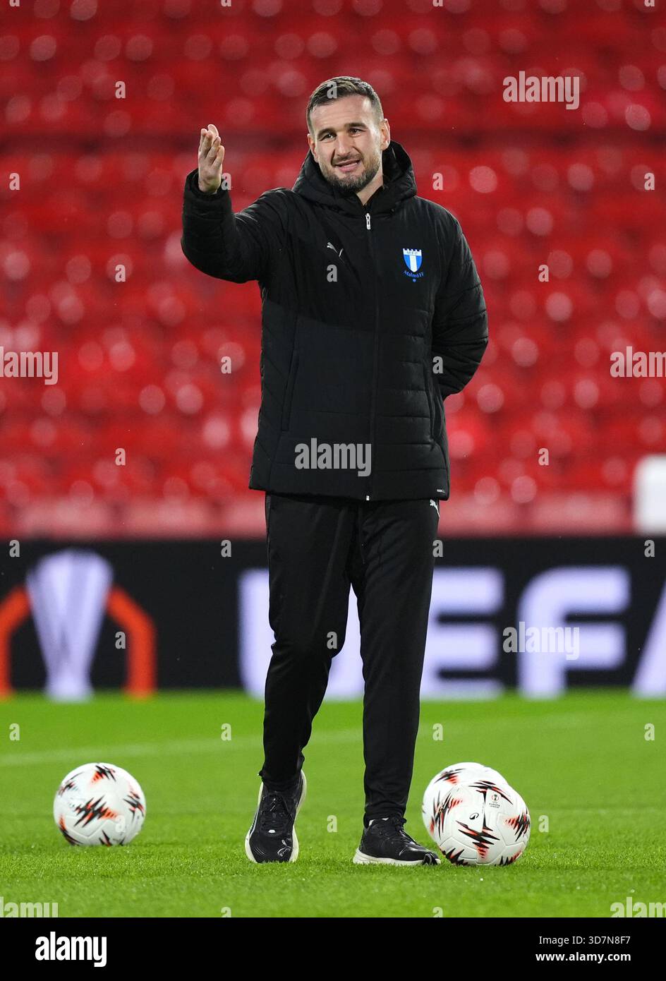 Malmo manager Anes Mravac during a training session at the City Ground ...