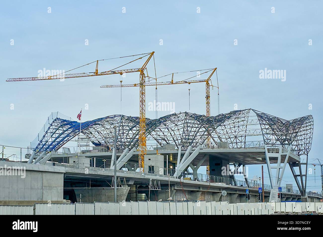 Construction of the Rail Baltic station in Riga, Latvia, featuring ...