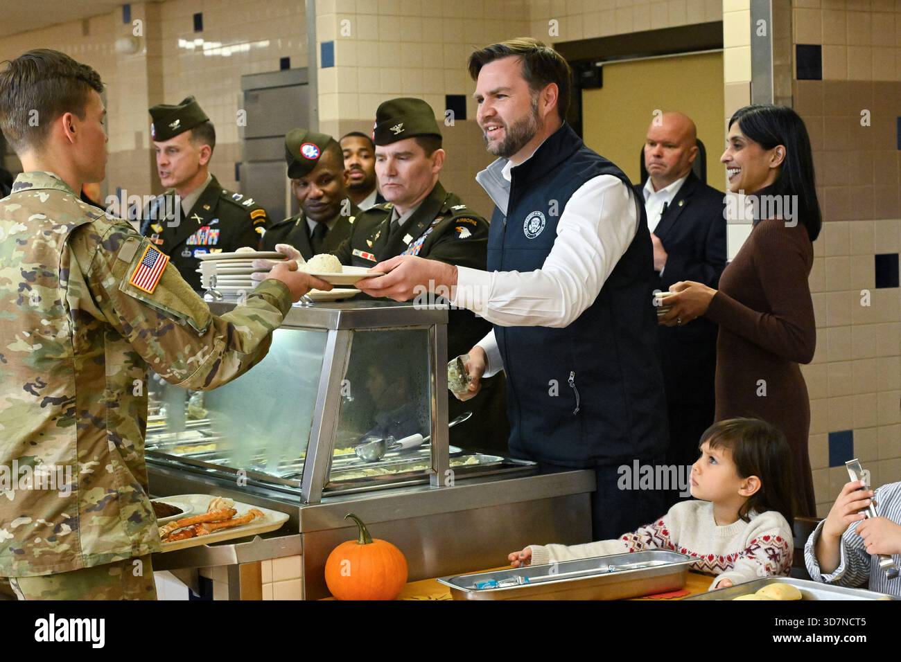 Vice President JD Vance and wife Usha, right, serve soldiers alongside ...