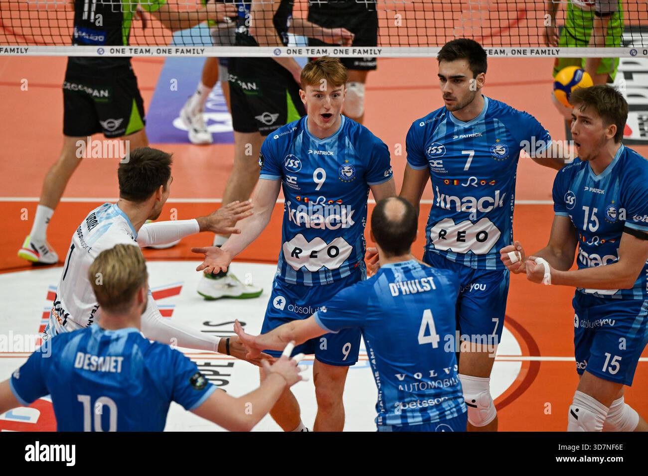 players of Knack celebrate during a Volleyball game between Knack ...