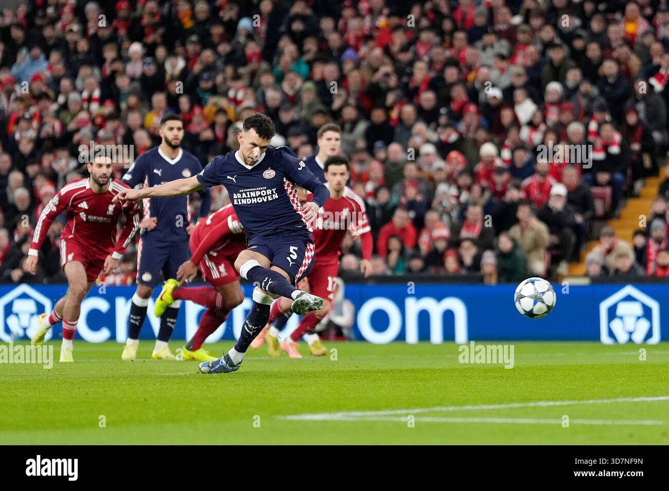 PSV Eindhoven's Ivan Perisic scores their side's first goal from a ...