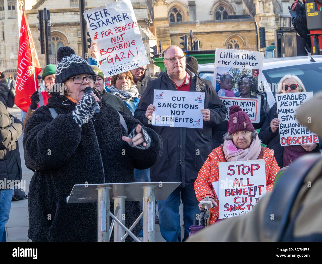 London, UK. 26 Nov 2025. Paula Peters of DPAC speaking. Unite Community ...