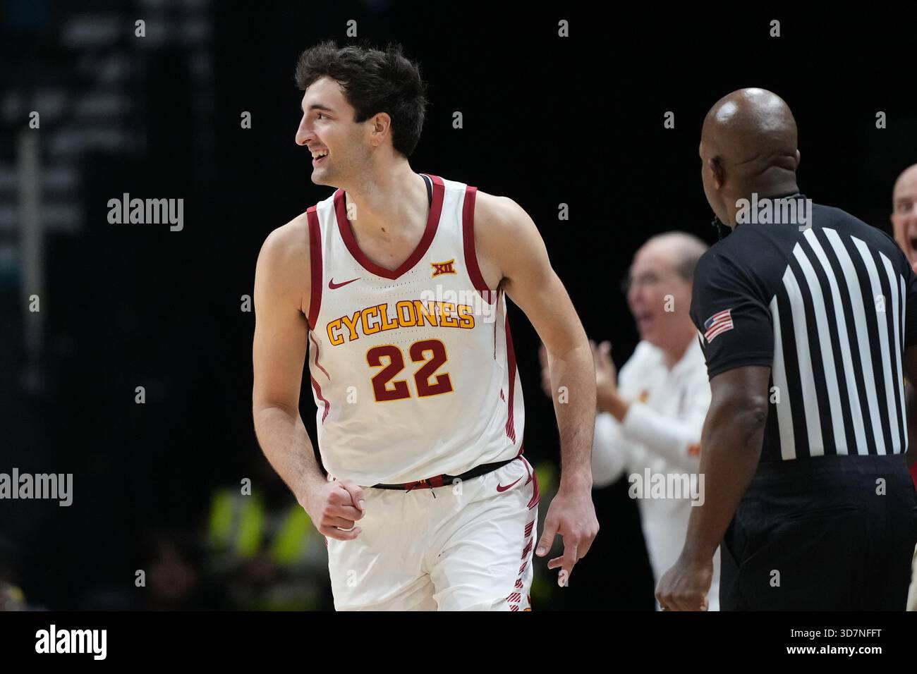 Iowa State forward Milan Momcilovic (22) celebrates a score against ...
