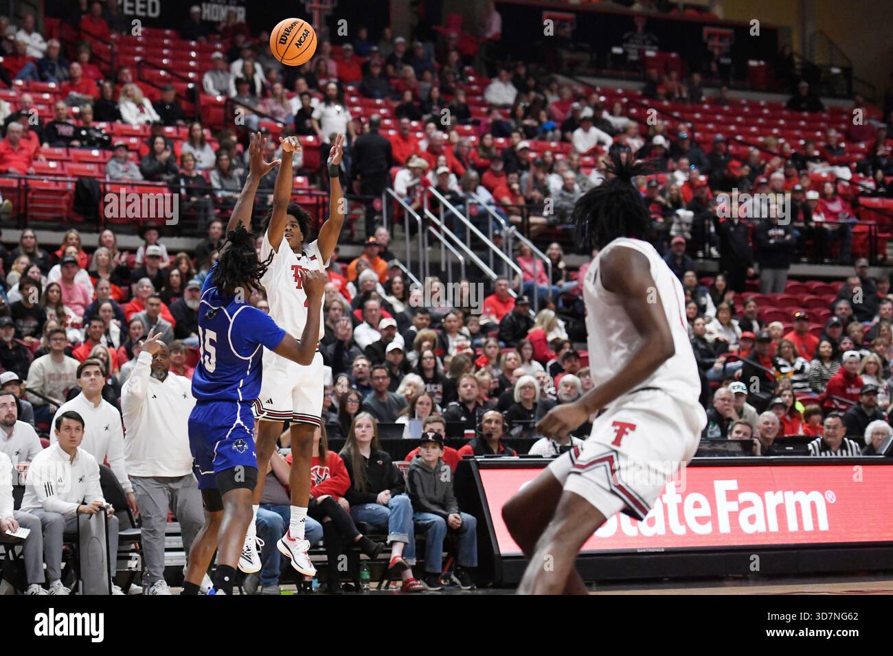Texas Tech guard Christian Anderson (4) shoots a three-pointer during ...