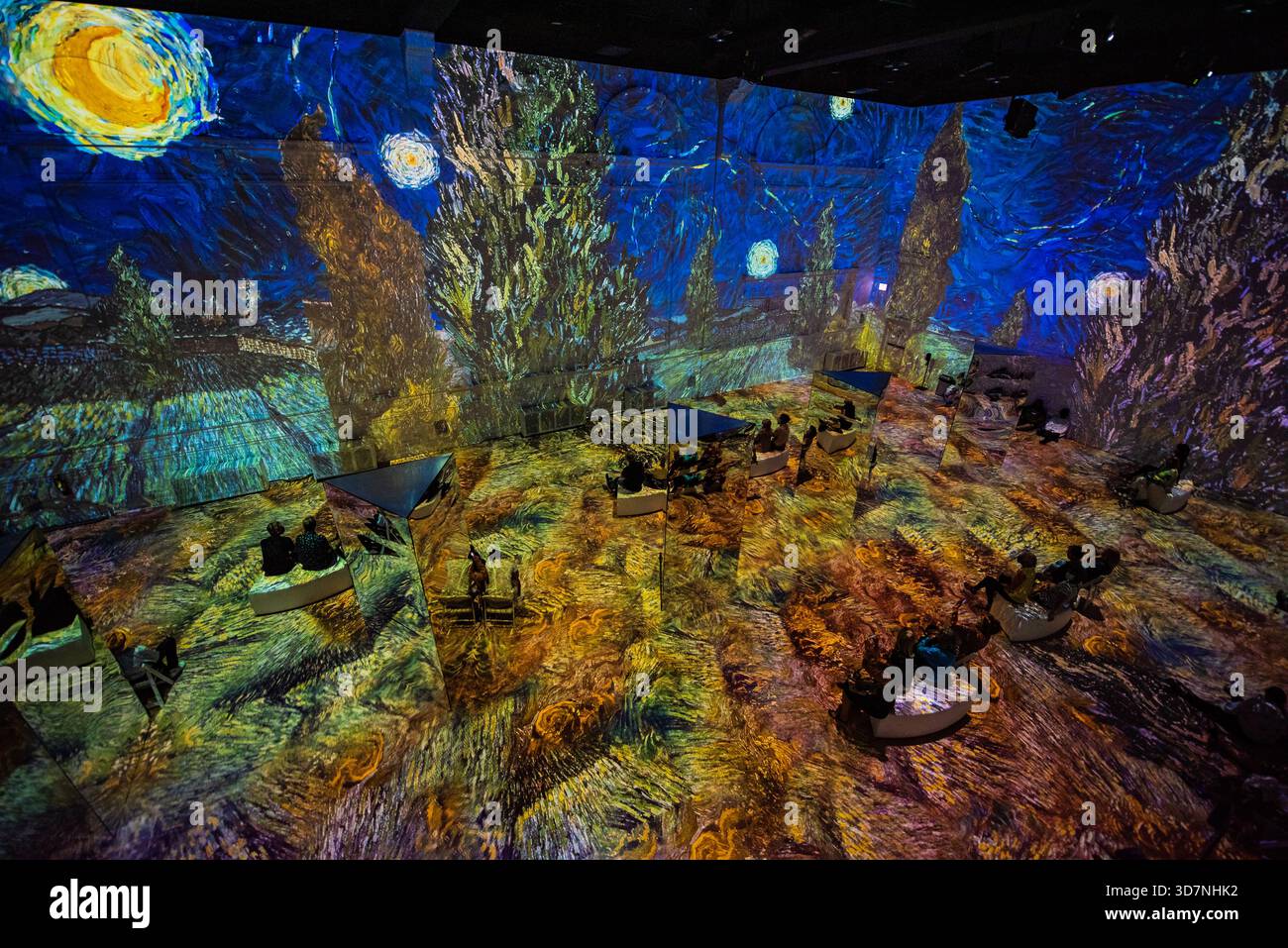 Color view of Immersive Van Gogh exhibition in Chicago — visitors ...