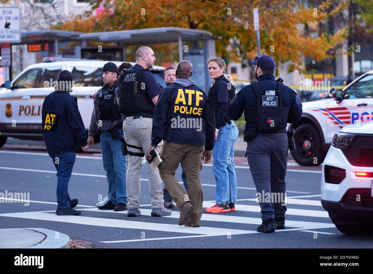 ATF officers are seen after reports of two National Guard soldiers were ...