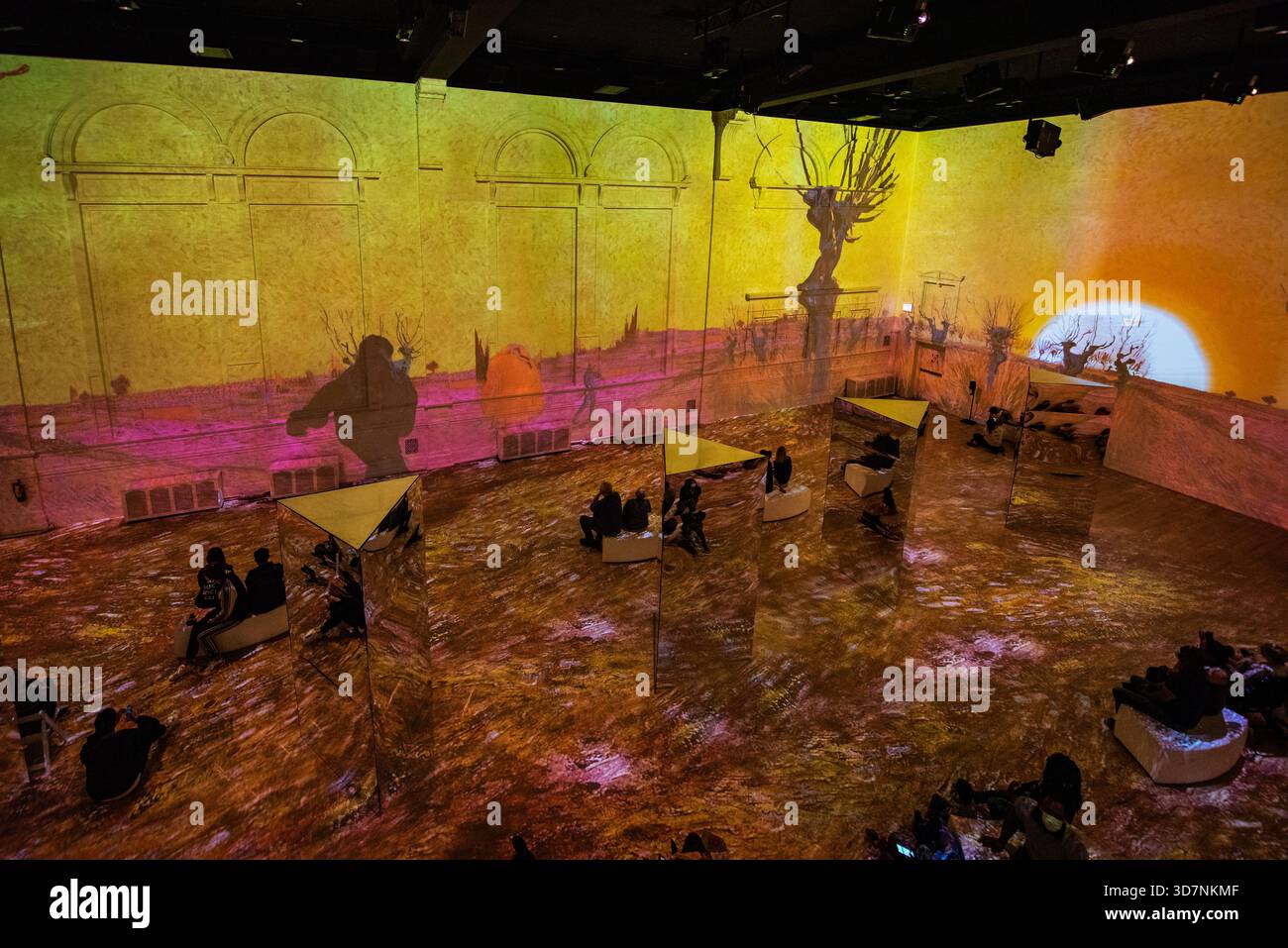 Color view of Immersive Van Gogh exhibition in Chicago — visitors ...