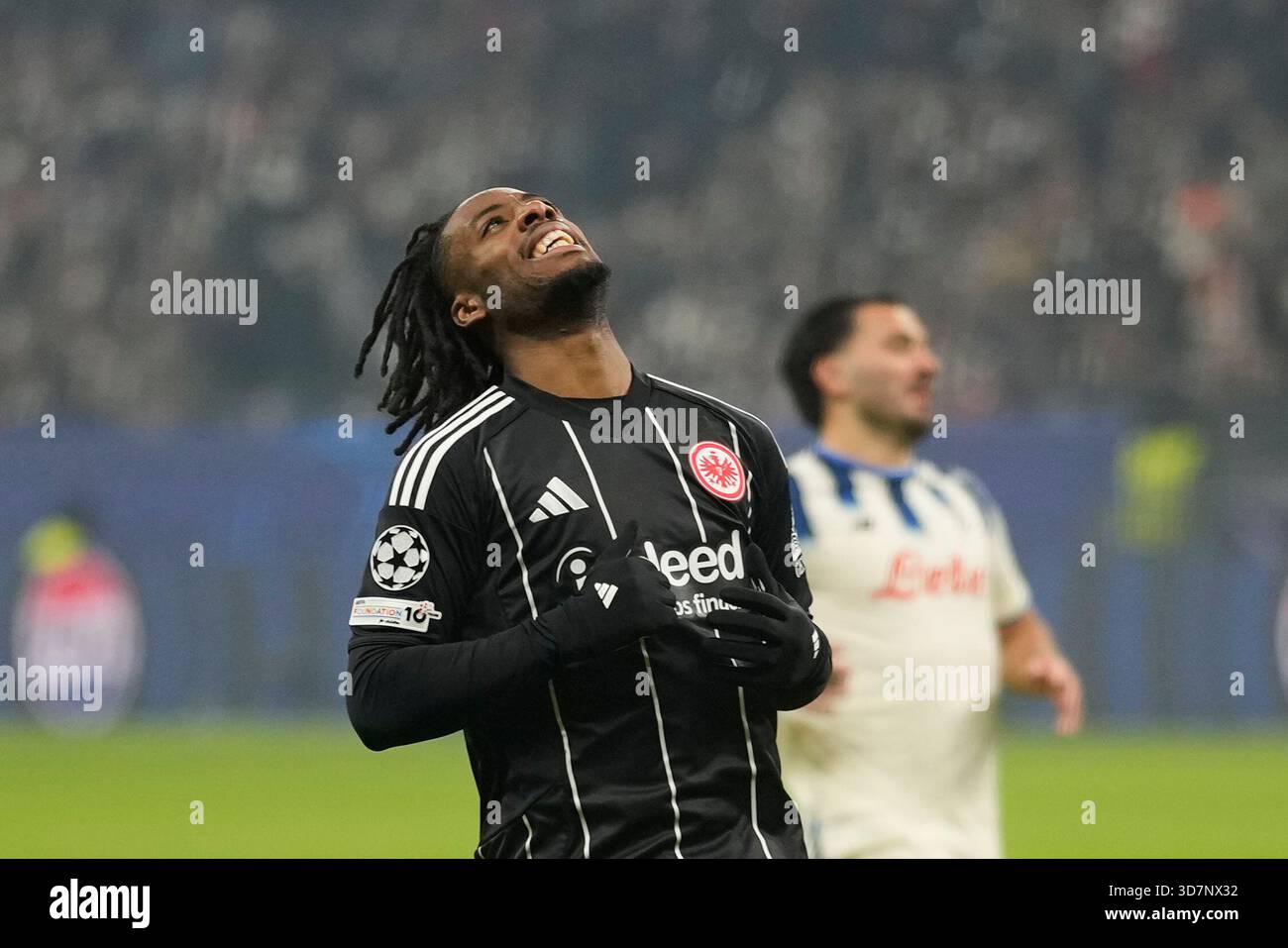 Frankfurt's Elye Wahi reacts after missing a chance to score during the ...