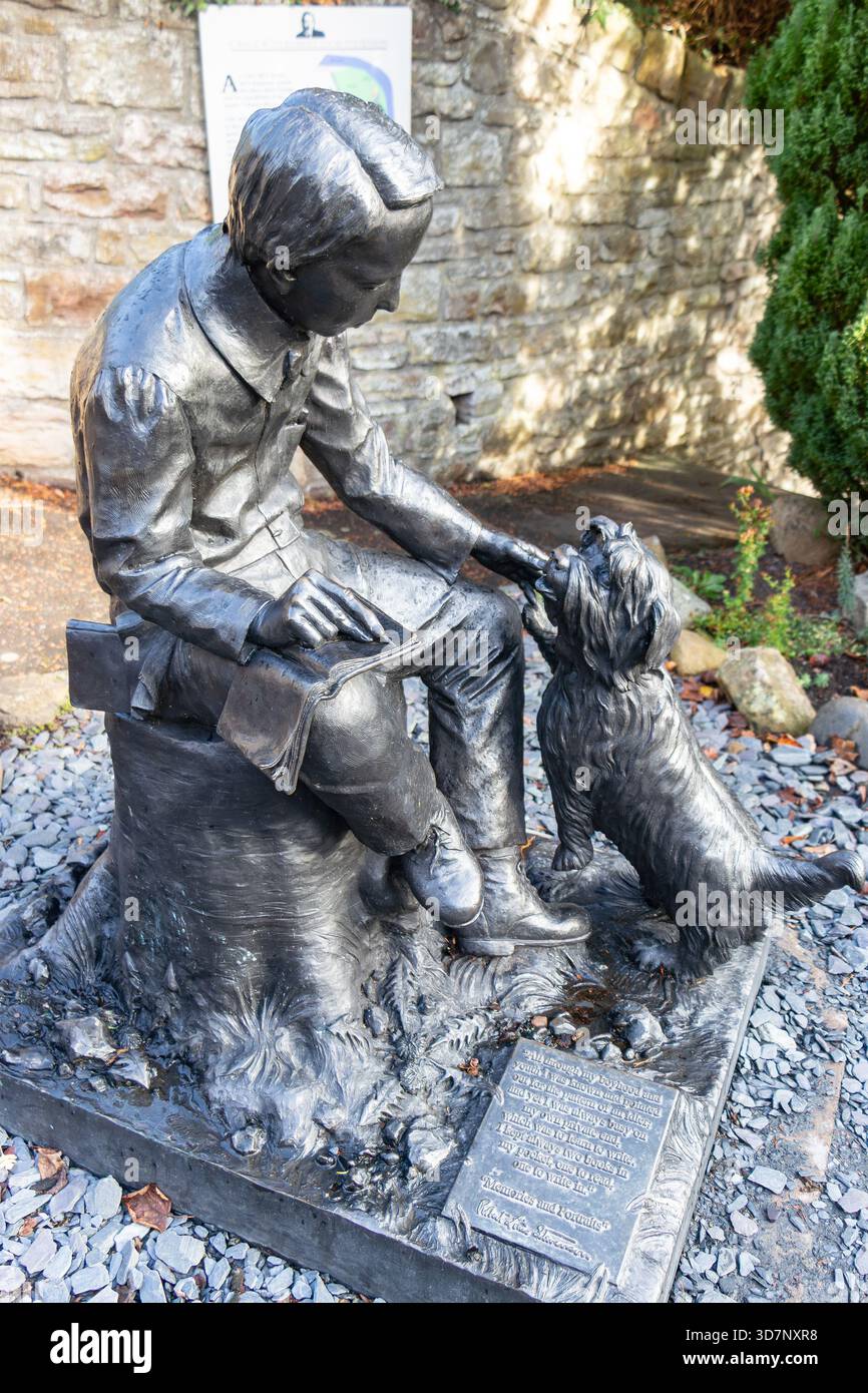 Bronze statue of Robert Louis Stevenson as a boy with his dog 'Coolin ...