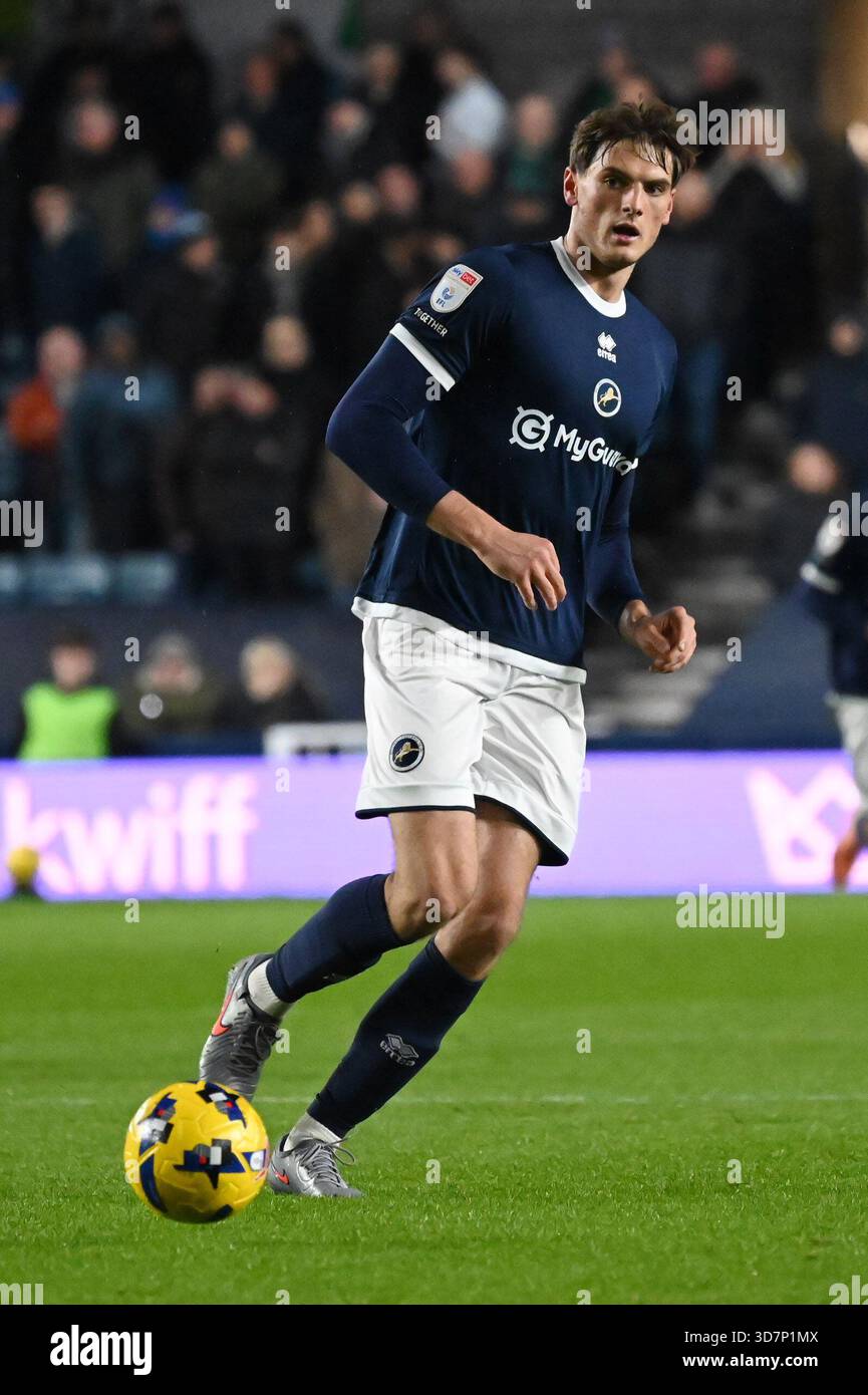 London, England. 26th Nov 2025. Millwall's Caleb Taylor during the Sky ...