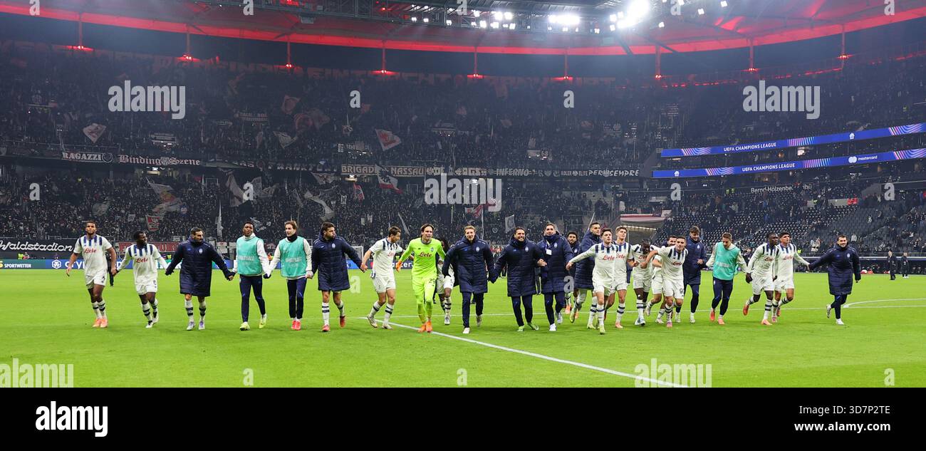 Final celebration Bergamo Frankfurt, November 26, 2025, Soccer, UEFA ...