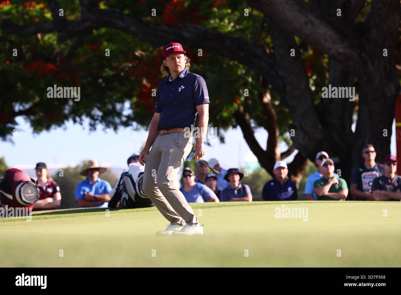 Cameron Smith of Australia reacts to a putt on the 10th hole during the Australian PGA ...
